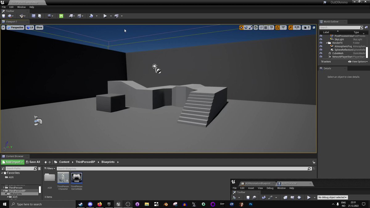Sat up character animation with weapon poses, for the @VirtusHub gamejam #UnrealEngine #UE4 # ...
