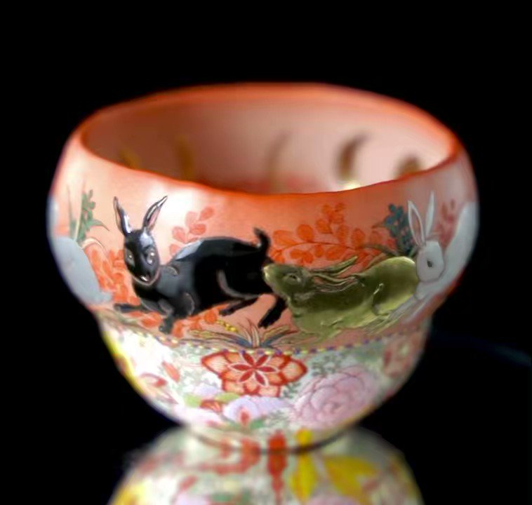 SP4334 人気作家 牟田陽日 跳ねえびす ぐい呑 酒呑 盃 酒杯 酒器 煎茶 茶器 共箱 未使用品 - 工芸品