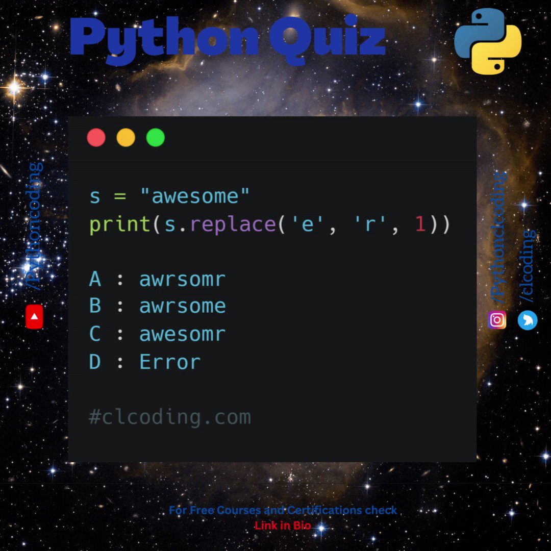 Python Coding On Twitter Python Quiz Day 36 What Is The Output Of Following Code
