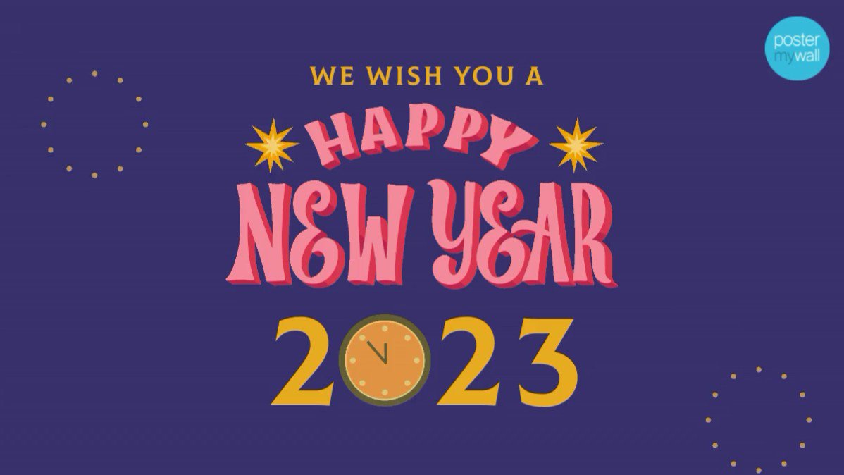 PosterMyWall on Twitter: "From the PosterMyWall team, #HappyNewYear2023 🎆 💙🥳 🎈🤍⭐️ Here's to 2023 ...