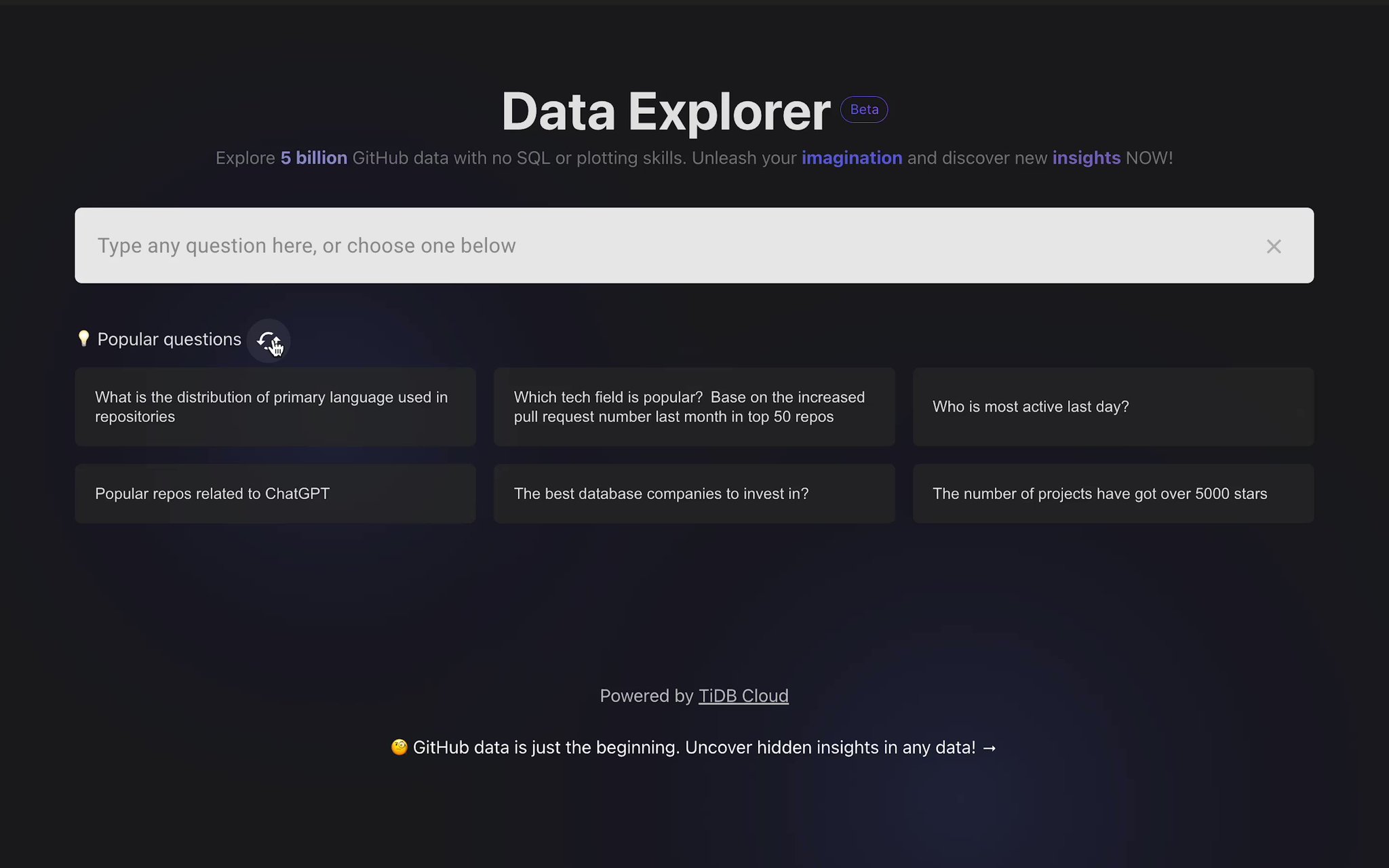 OSS Insight on Twitter: "Introducing #DataExplorer, an AI-powered querying tool for effortless # ...