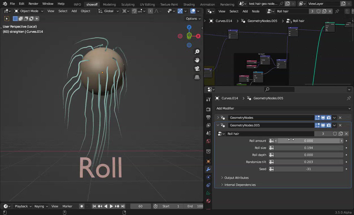Daniel Bystedt on Twitter: "Roll hair Working on procedural hair nodes ...