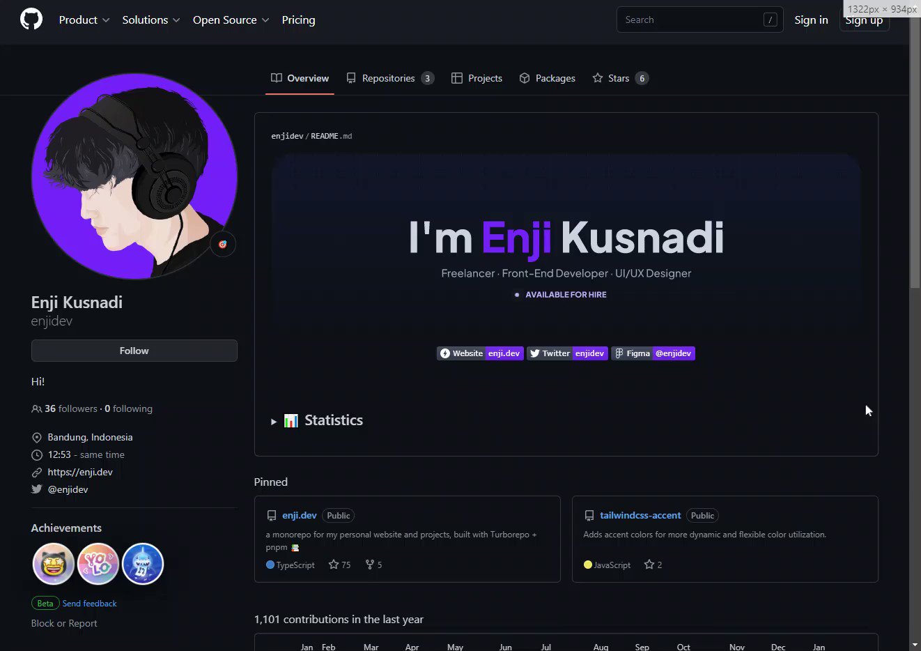 Enji Kusnadi on Twitter: "a new look for my GitHub profile, now with SVG animation matching the ...