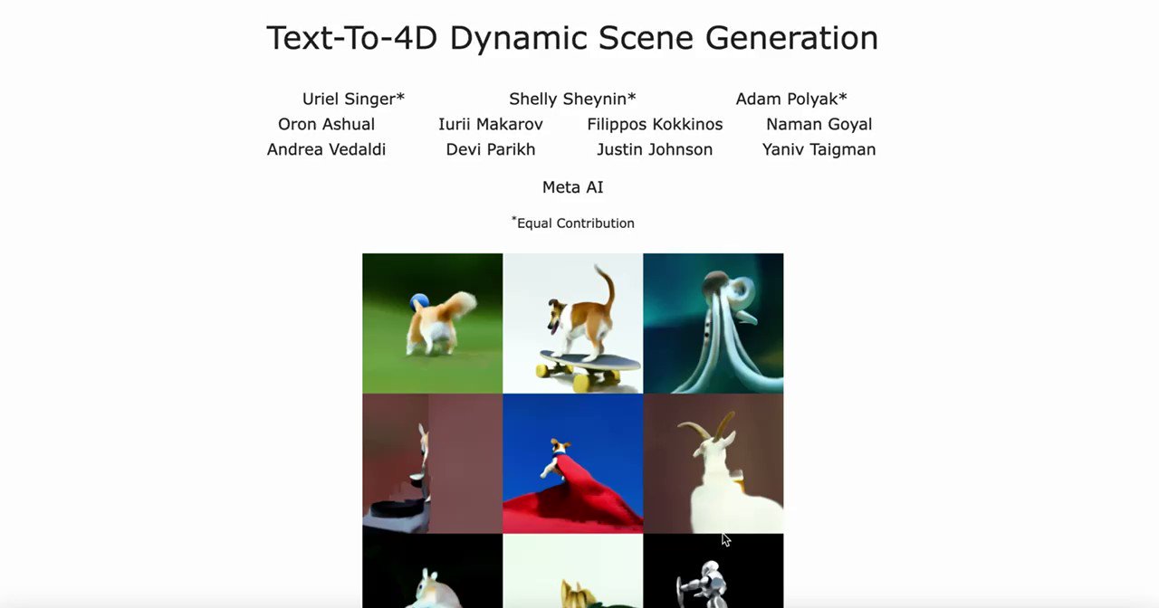 AK on Twitter: "Text-To-4D Dynamic Scene Generation abs: https://t.co/iFEPPOMcDH project page ...