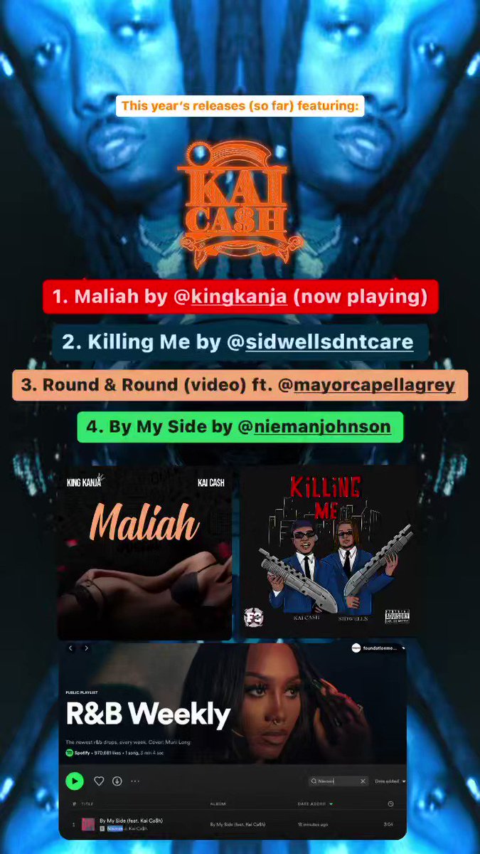KAI CA$H on Twitter: "This year’s releases featuring Kai Ca$h (so far) — 1. Maliah by @KingKanja ...