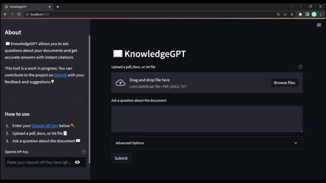 DataChazGPT 🤯 (not a bot) on Twitter: "Check out @mm_sasmitha's KnowledgeGPT, a powerful ...