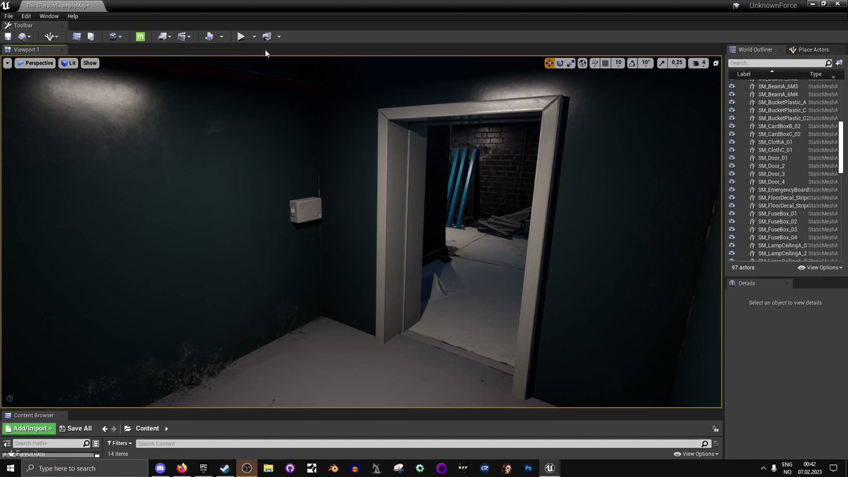 Done with the true FPS setup and the first part of the level #UnrealEngine #UE4 #Gamedev # ...
