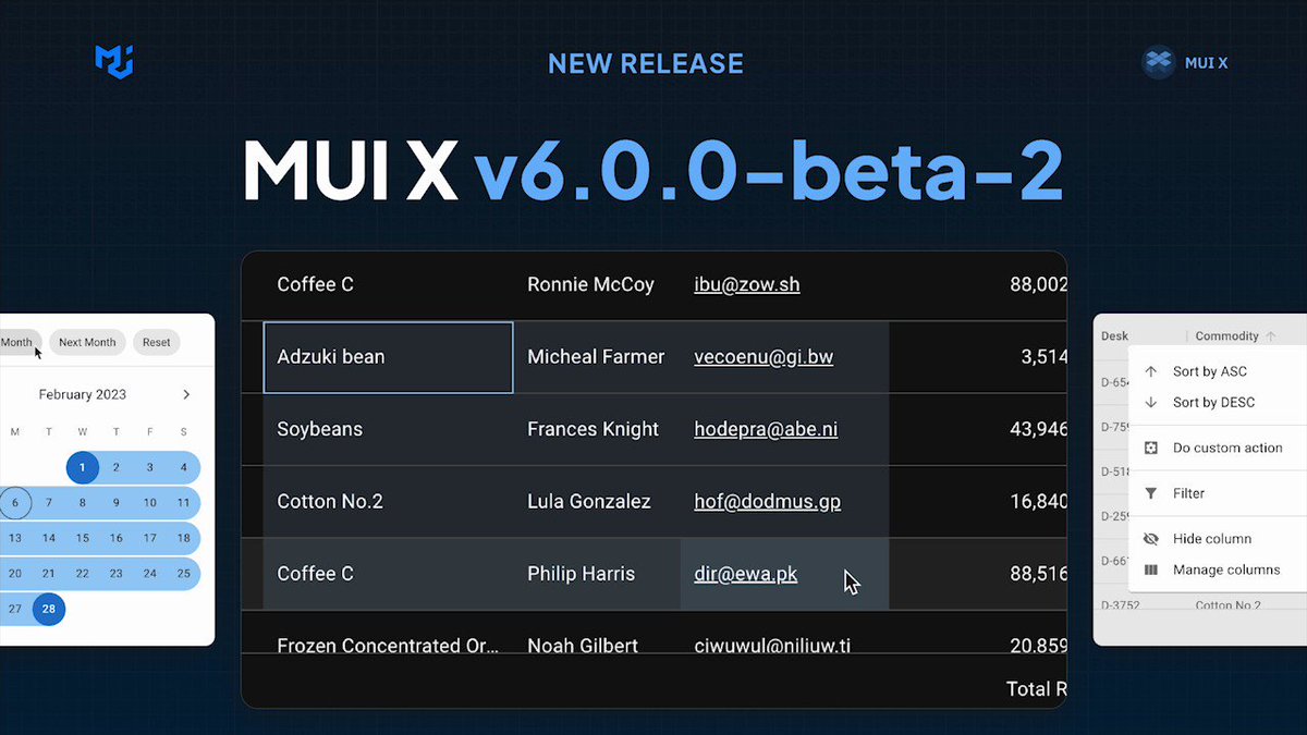 MUI on Twitter: "Have you tried MUI X v6 beta yet? 🤔 Here's a sampling of what's new: Data Grid ...