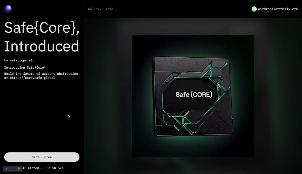 🪂Airdrop Alert Daily (YouTube Channel) on Twitter: "🛡️#Mint Free #Safe{Core} NFT | 📢 Safe{Core ...
