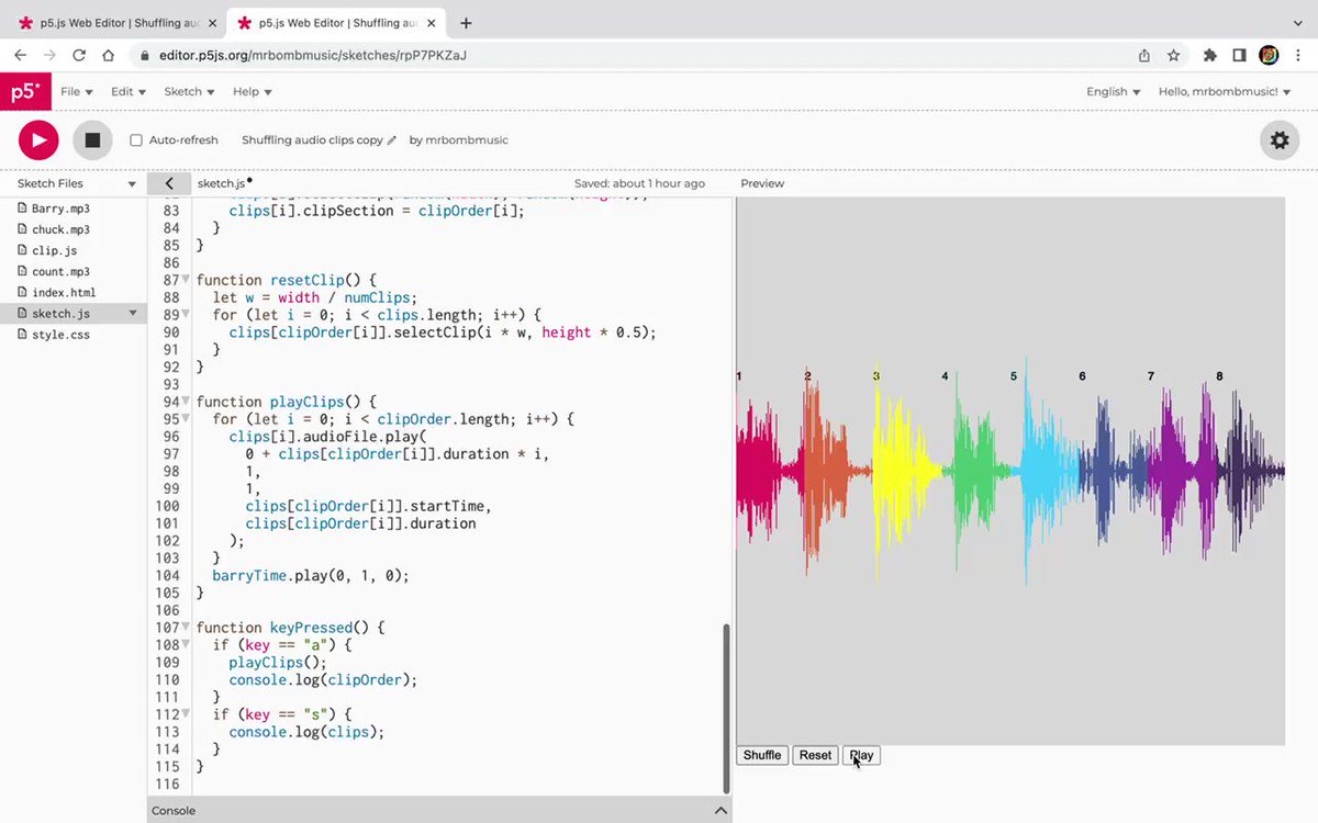 Mister Bomb on Twitter: "Playing more with chopping up audio files in @p5xjs This sketch splits ...
