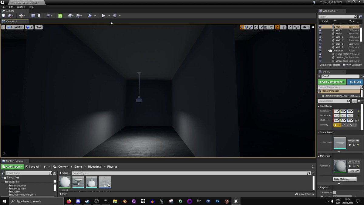 Got swinging physical lights working, with tutorials from @matt_aspland #UnrealEngine #UE4 # ...