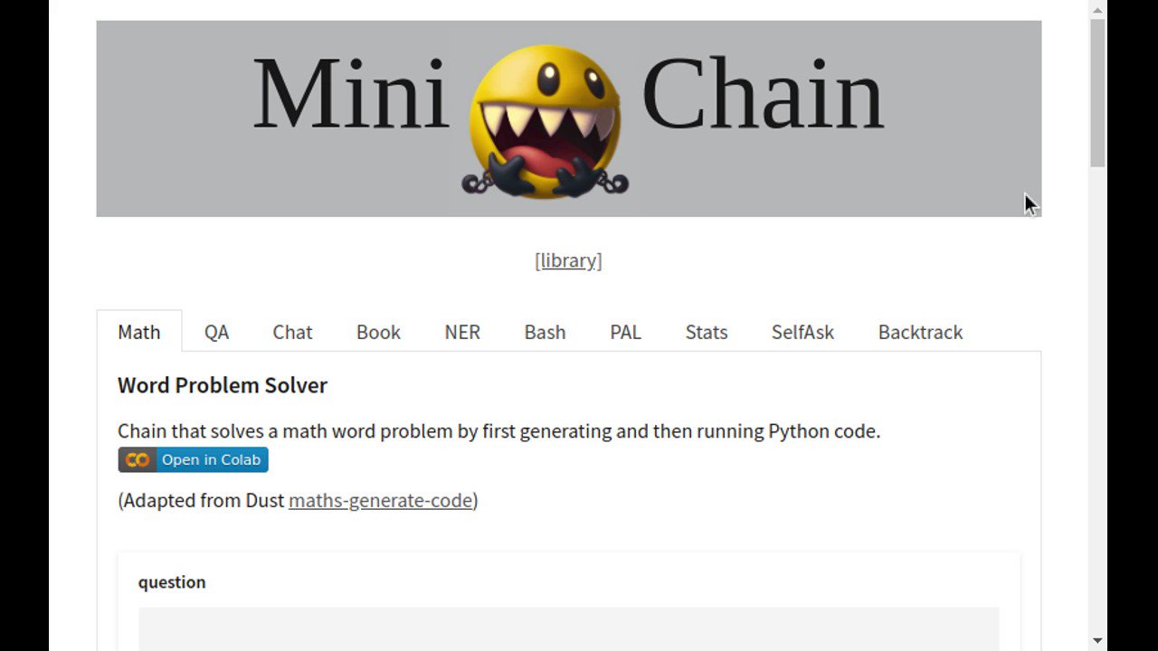 Sasha Rush on Twitter: "MiniChain ⛓️(https://t.co/C8xEtnM6gZ, v0.2) - Simplified prompt chaining ...