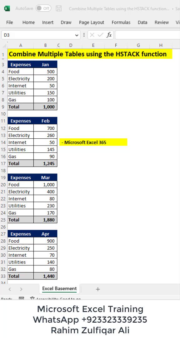 Excel Basement On Twitter Combine Multiple Tables Using The Hstack Function In Microsoft Excel 5549