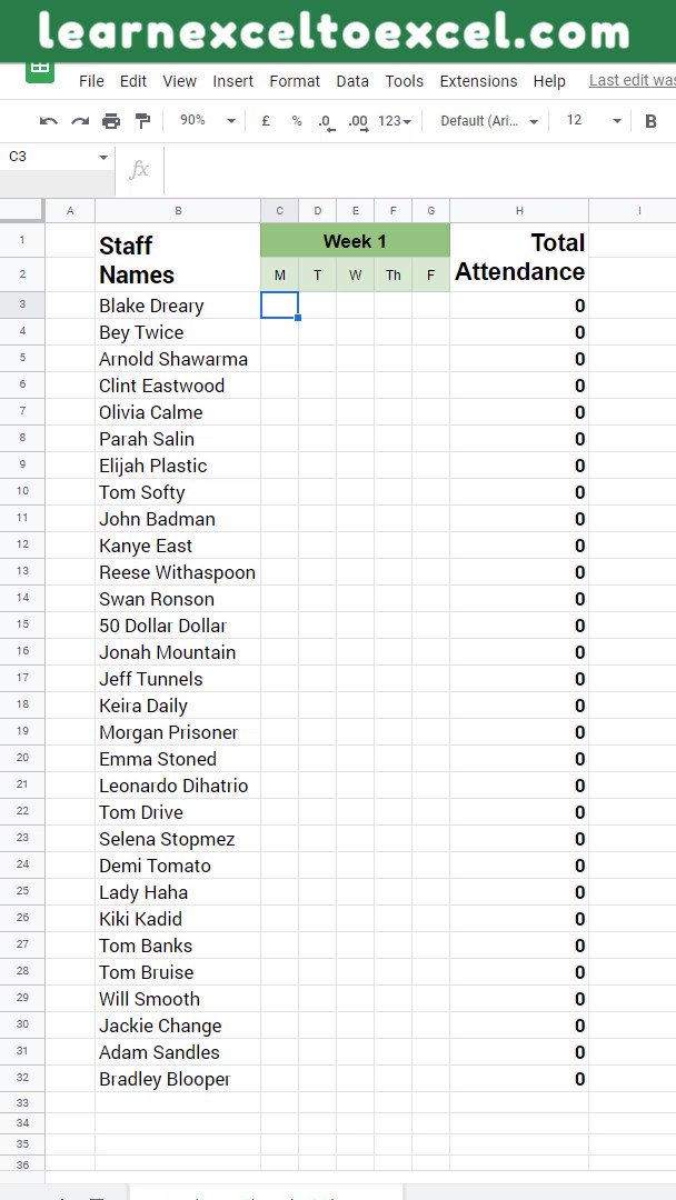 learn-excel-to-excel-on-twitter-make-attendance-sheet-with-checkboxes
