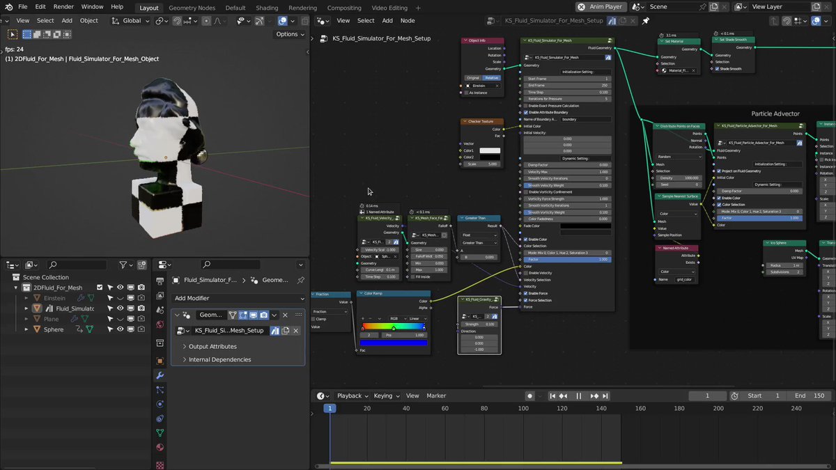Kuldeep Singh on Twitter: "New cache system for geometry nodes is amazing🙏😍 Realtime fluid sim ...