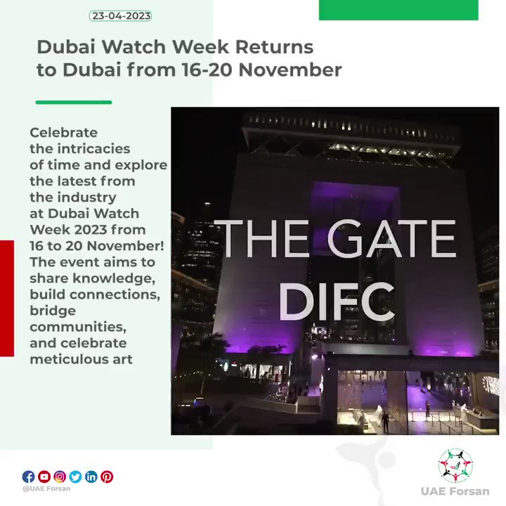 UAE Forsan on Twitter: "Dubai Watch Week Returns to Dubai from 16-20 November #Dubai #UAE #Art ...