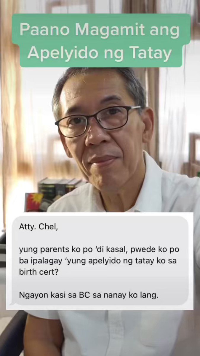 Chel Diokno on Twitter: "Pwedeng gamitin ang apelyido ng tatay kahit hindi sila kasal ng nanay ...