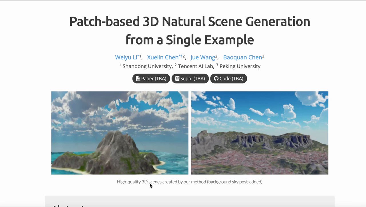 AK on Twitter: "Patch-based 3D Natural Scene Generation from a Single Example abs: https://t.co ...