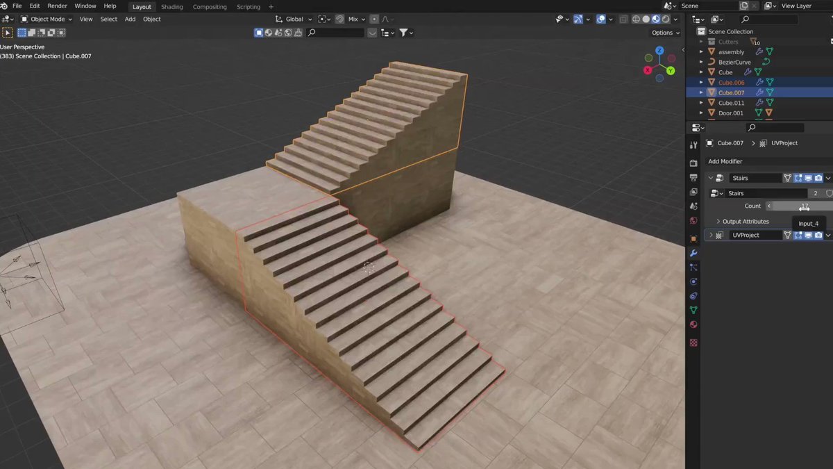 passivestar on Twitter: "I made this procedural stairs generator with geometry nodes in @Blender ...
