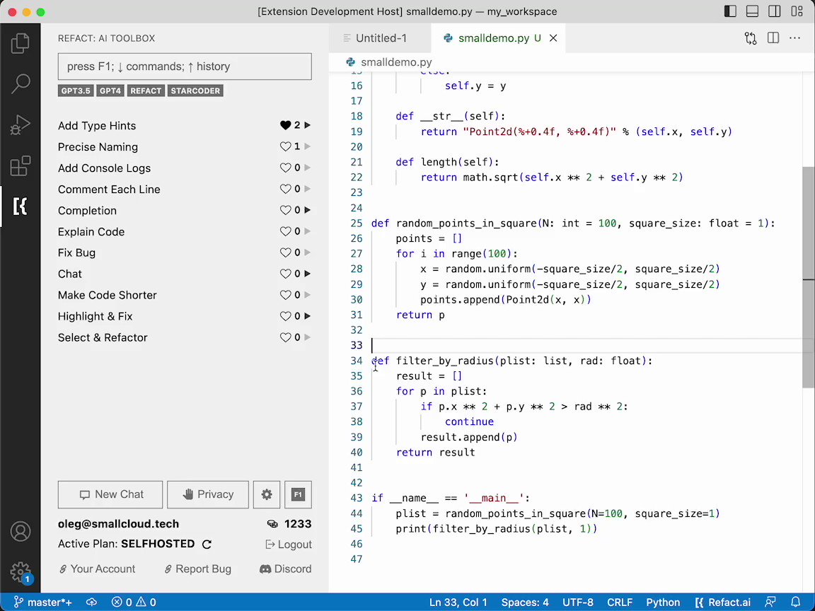 BigCode on Twitter: "For example the folks at @refact_ai are working on a shiny VSCode extension ...