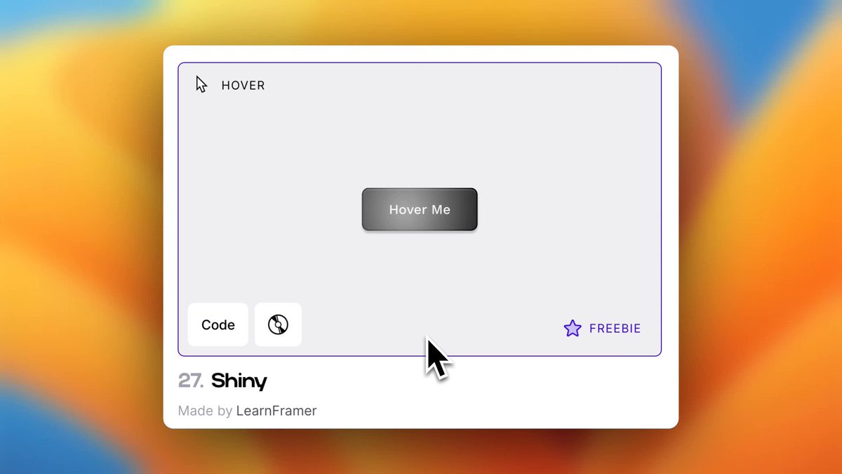 FramerOverrides on Twitter: "9. Shiny - Create a shiny cursor effect that followers your pointer ...