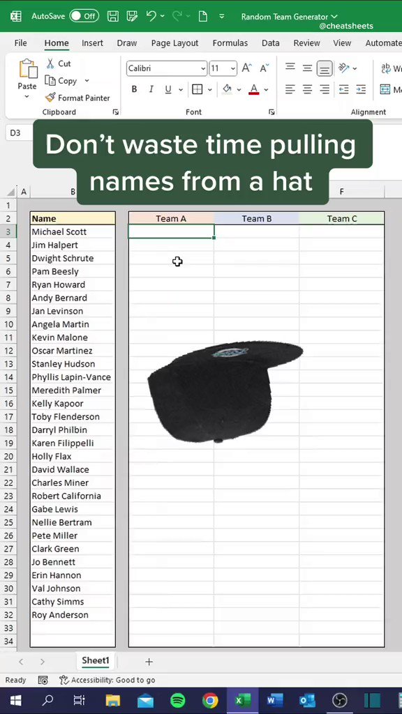 Cheatsheets On Twitter How To Generate Random Teams In Excel 🗂️ Dont Forget To Save This 