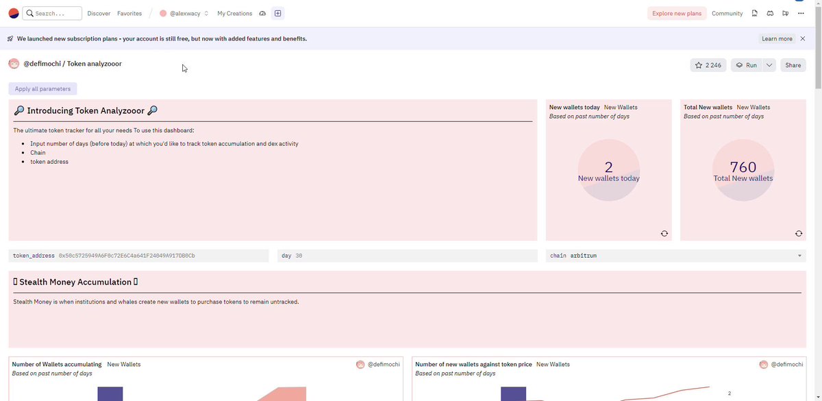 AlΞx Wacy 🌐 on Twitter: "Step 2: Go to Token analyzooor by @defi_mochi : • http://dune.com ...
