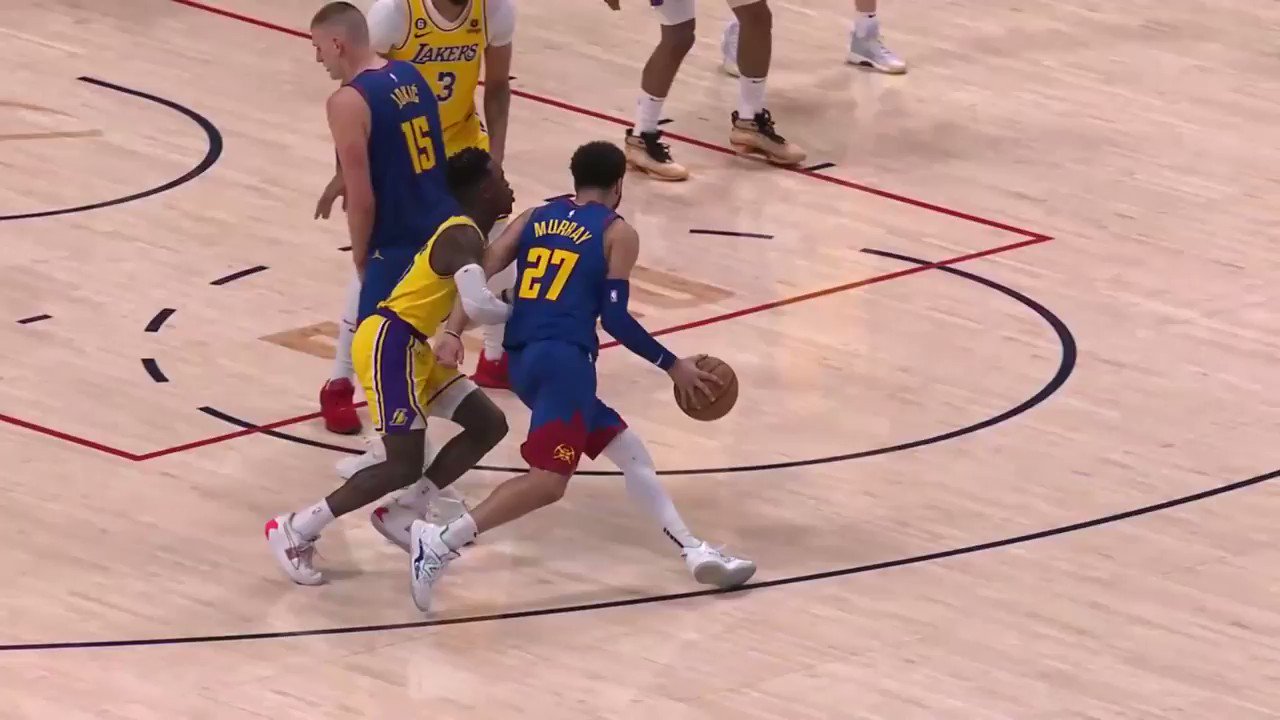 ClutchPoints on Twitter: "Dennis Schroder was called for a foul on this Jamal Murray jumper ...