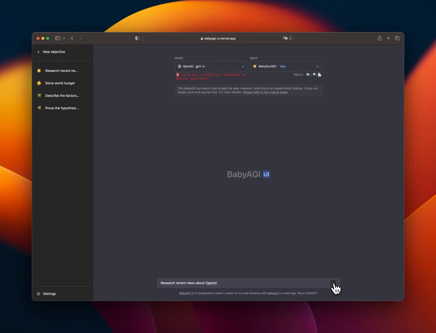 Yoshiki Miura on Twitter: "[UX] BabyAGI UI 👶🤖🖥️ BabyCatAGI🐱 is taking some time to create the ...