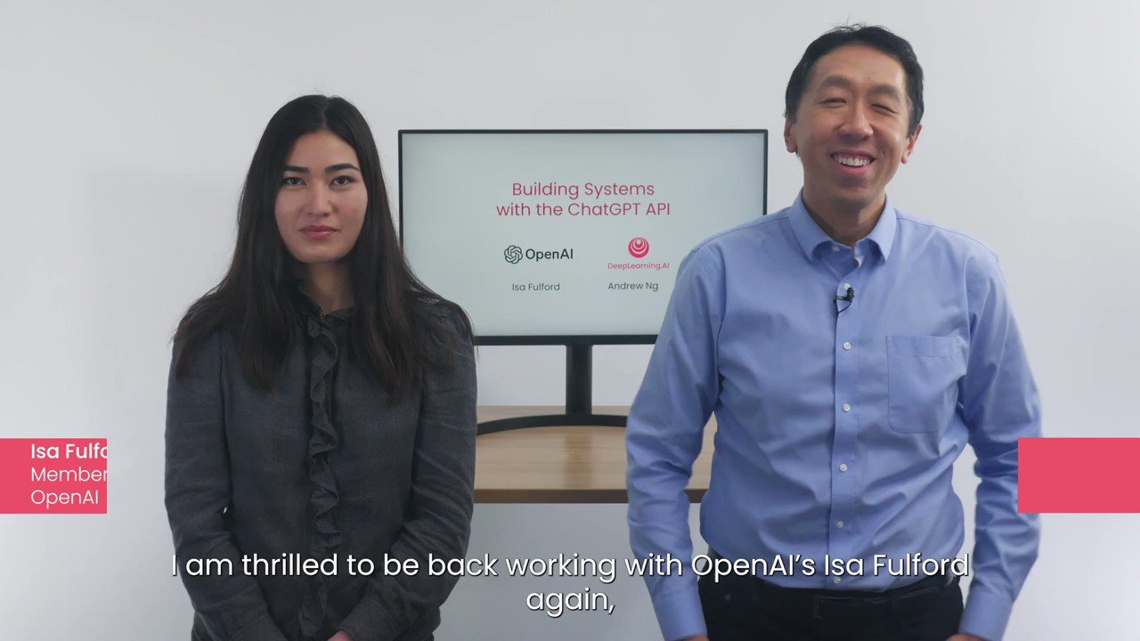 DeepLearning.AI on Twitter: "Building Systems with the ChatGPT API is live! In this short course ...