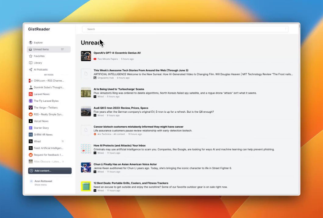 Aron 👷‍♂️ building gistreader.com on Twitter: "Noticed that few realize that GR offers the ...