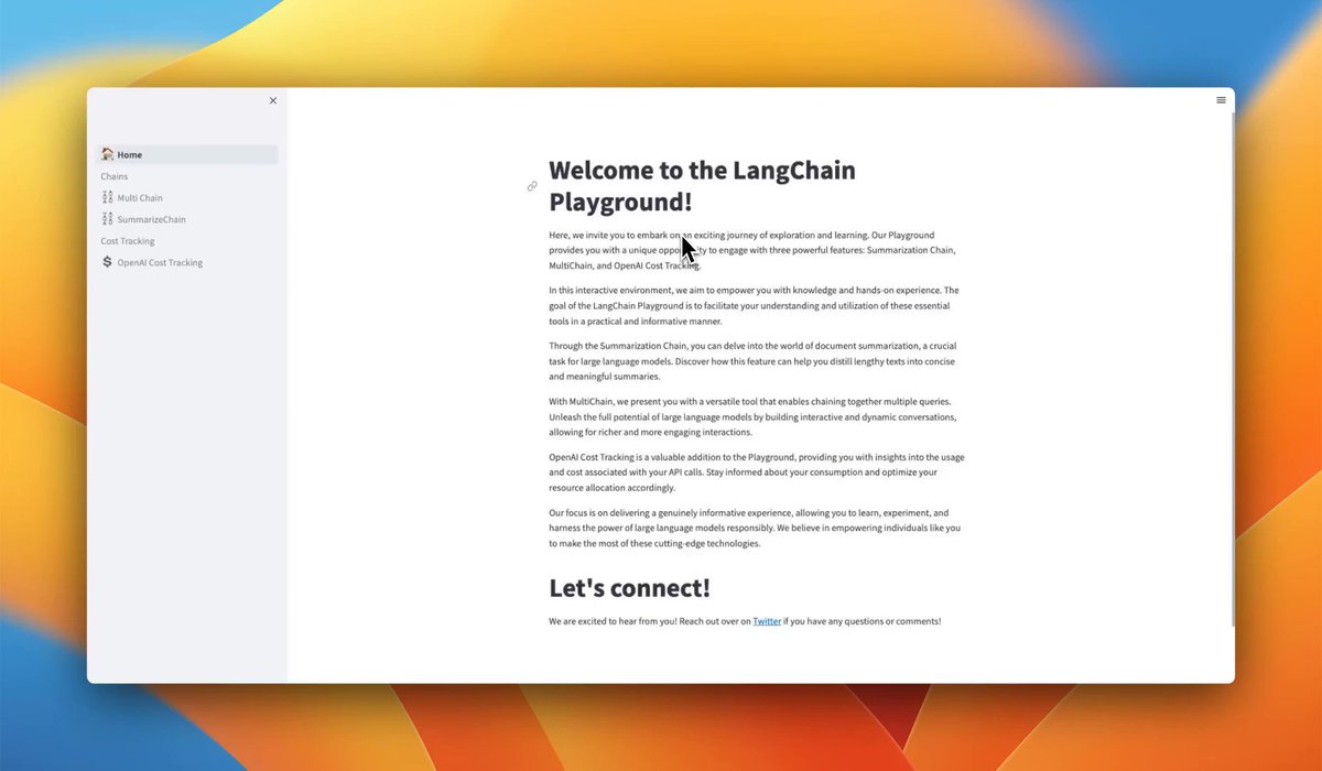 streamlit on Twitter: "RT @Jorisdejong4561: It's live! PlaygroundxLangChain, the first version ...