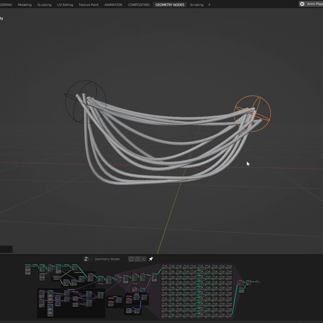 higgsas on Twitter: "Simple rope simulation with blender 3.6 #geomentrynodes #b3d #simulation"