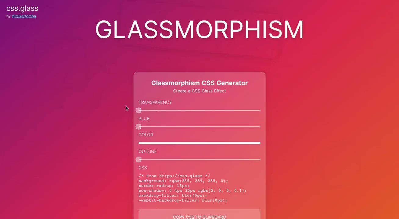 Cosmic Red 🔥 on Twitter: "Con CSS glass podéis generar efectos de vidrio en CSS 👇 https://t.co ...