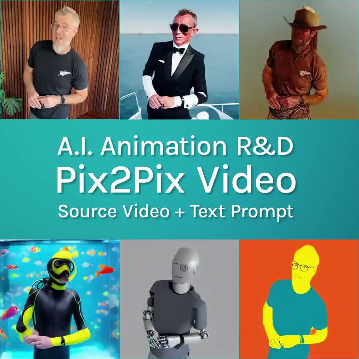 rick awsb ($people, $people) on Twitter: "1、大餐之前先来盘开胃菜：Pix2Pix Video，基于提示，将原视频转换成你喜欢的风格。感受一下 👇"