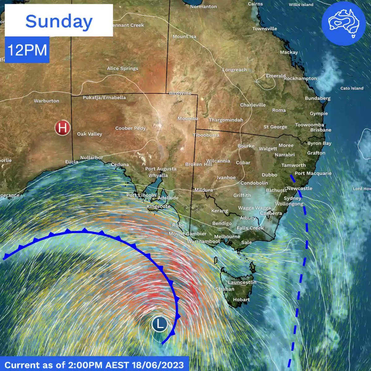 Bureau of Meteorology, Australia on Twitter: "A cold front is tracking ...