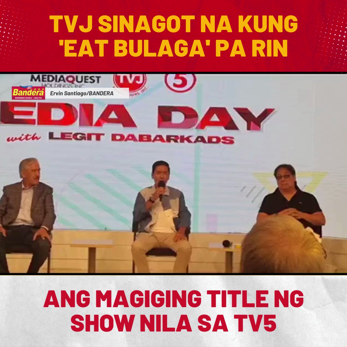 Bandera on Twitter: "PANOORIN: TVJ sinagot na kung 'Eat Bulaga' pa rin ang magiging title ng ...
