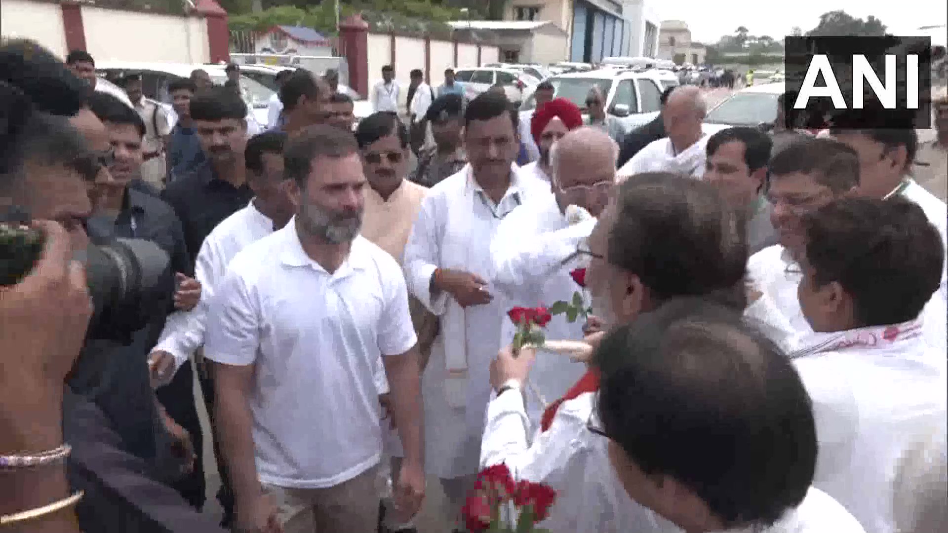 ANI on Twitter: "#WATCH | Congress leaders welcome party president Mallikarjun Kharge and party ...