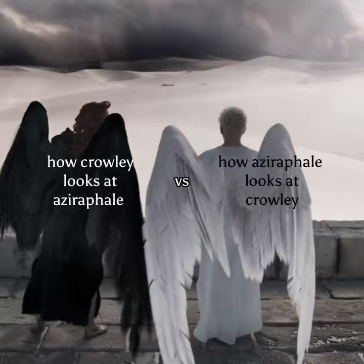 media 🎬 on Twitter: "RT @antonyshomie: how crowley looks at aziraphale vs how aziraphale looks ...