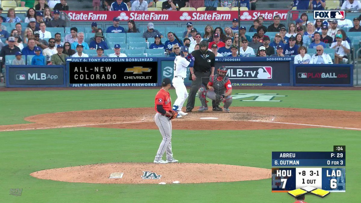 Sportsnet on Twitter: "Outman's line drive gets stuck in the fence for a ground rule double that ...