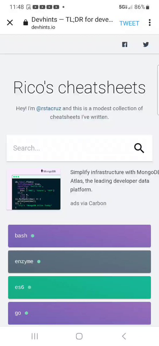 Jose Silva On Twitter 🏆get All The Cheatsheets In One Place Devhints Io Has A Ton Of Them In 