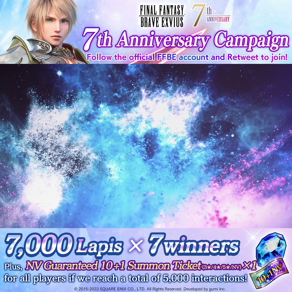 FINAL FANTASY BRAVE EXVIUS on Twitter: "(1/5) FFBE 7th Anniversary Campaign Retweet this and ...