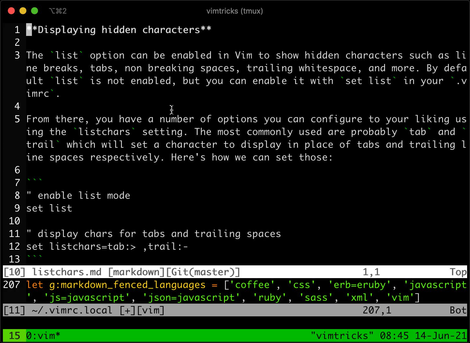 Vimtricks On Twitter Vim Includes Markdown Syntax Highlighting Support Out Of The Box But If