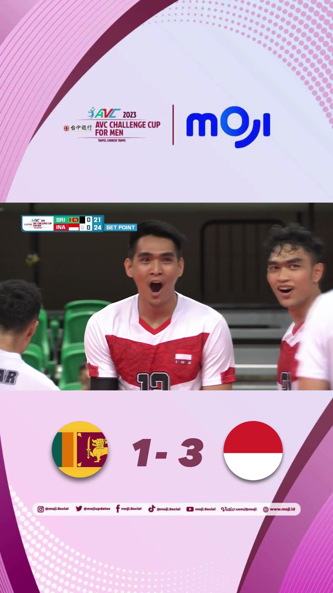 Its MOJI on Twitter: "Kemenangan Indonesia atas Sri Lanka dengan skor akhir 3-1. Tonton keseruan ...