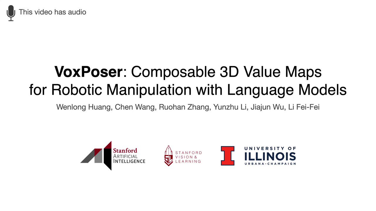 AK on Twitter: "VoxPoser: Composable 3D Value Maps for Robotic Manipulation with Language Models ...