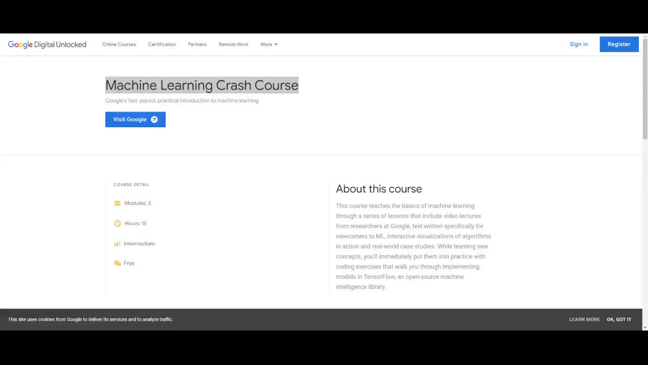 Hasan Toor on Twitter: "1. Machine Learning Crash Course This course teaches the basics of ...