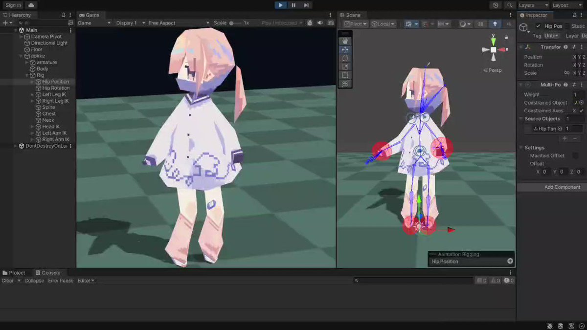 Keijiro Takahashi on Twitter: "Procedural idle animation with Animation Rigging"