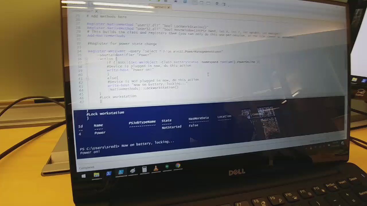 Stephen Owen 🦊 deploy on Twitter: "Using PowerShell to register for a WMI event, to lock a ...