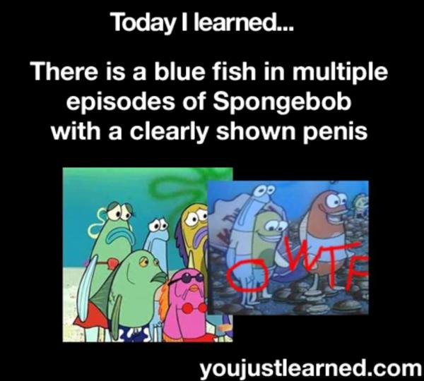 Blue Fish On Spongebob With A Clearly Shown