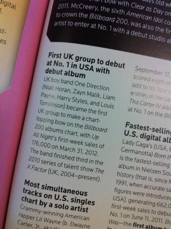 One Direction in the 2013 Guinness World Record book for the first UK ...